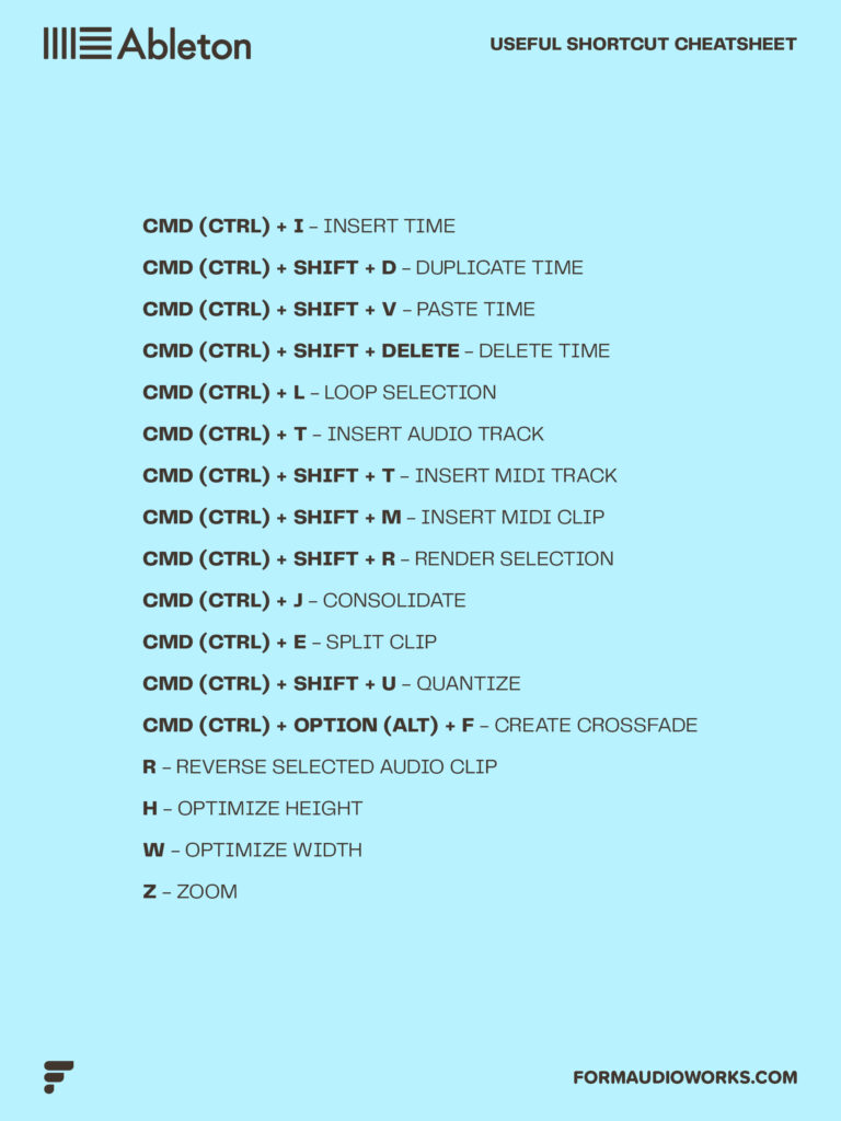 Useful Ableton Shortcuts - Form Audioworks